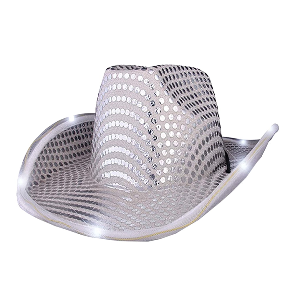 Sequin Hat Wide Brim Top Fashion Hat Carnival Party Cowgirl Hat ...