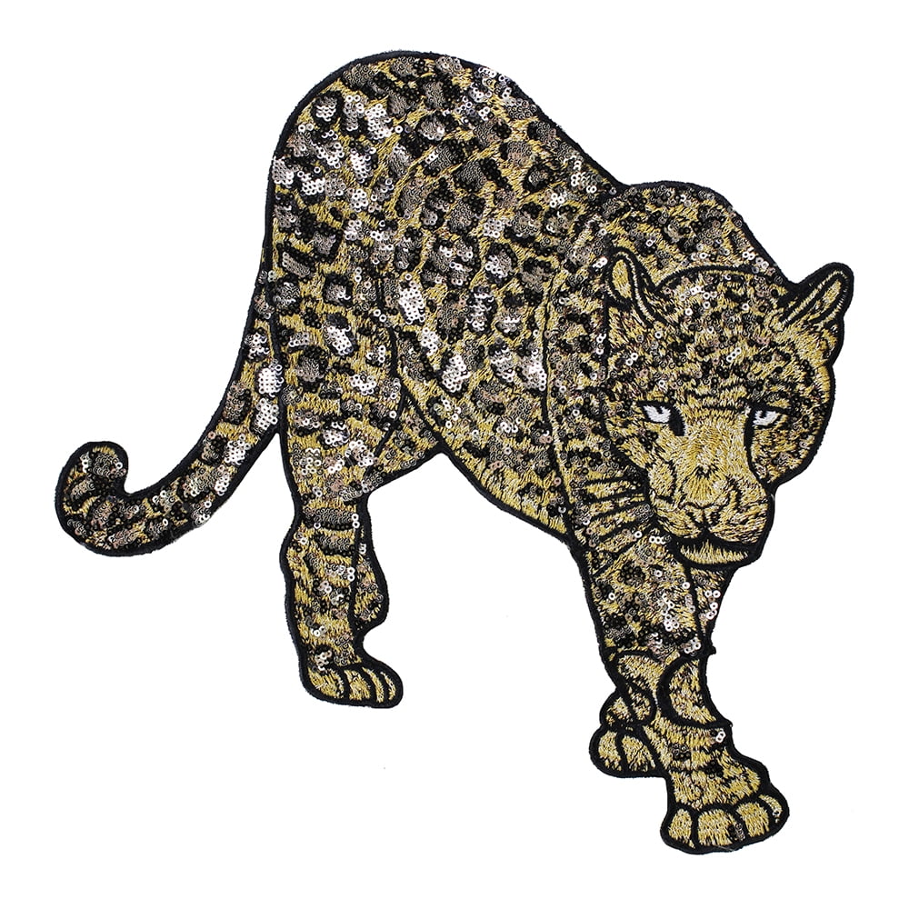 Sequin Leopard Patches Embroidery Applique Sew on Jacket Backpack ...