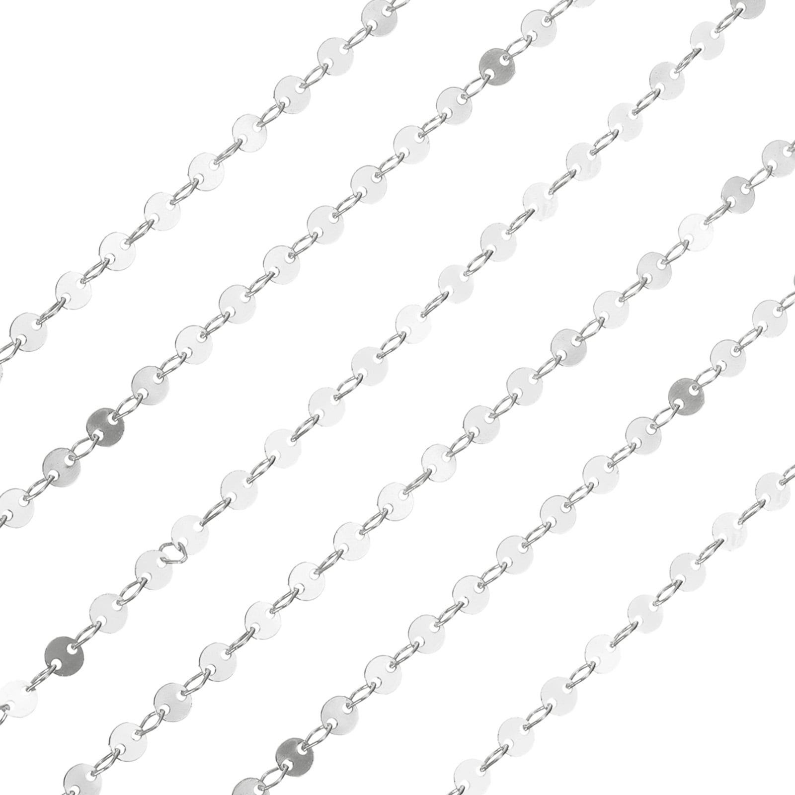 Sequin Link Chain, 6.56 Ftx4mm Silver Plated Flat Round Link Chains ...