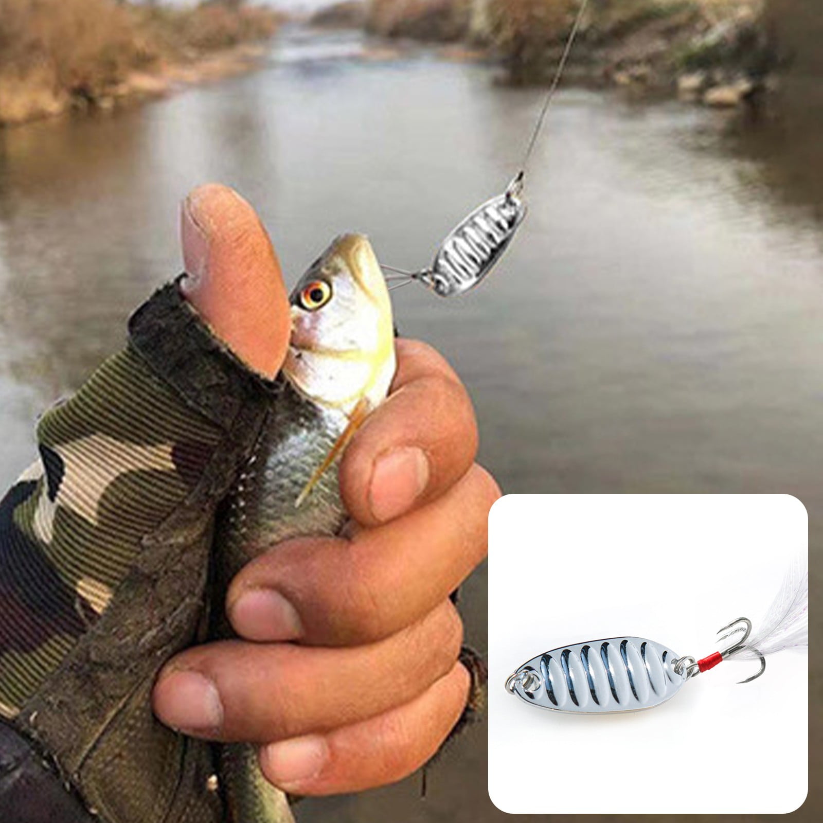 Sequin Lure Fake Bait Flipped Mouth Culter 3 Color Stripe Fish Metal ...