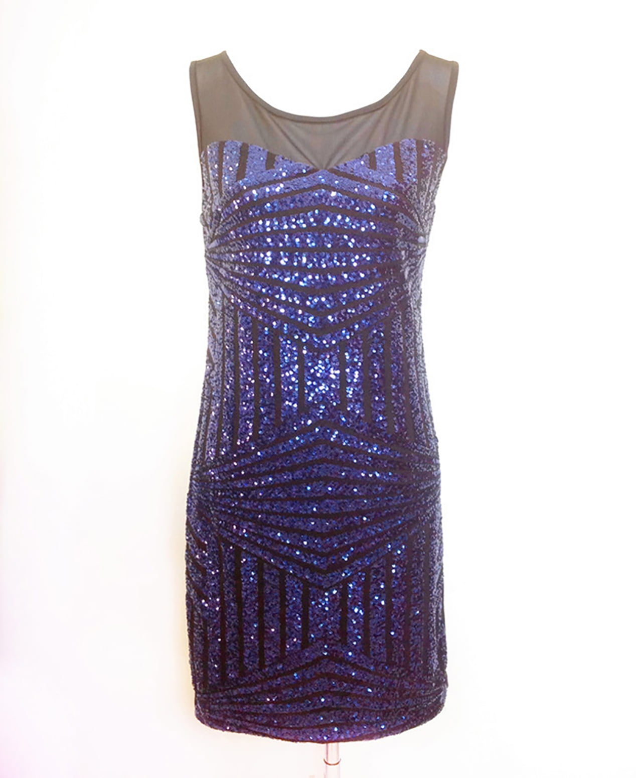 Sequin Mini Party Bodycon Dress Draping Lace Up back Stretchy Art Deco ...