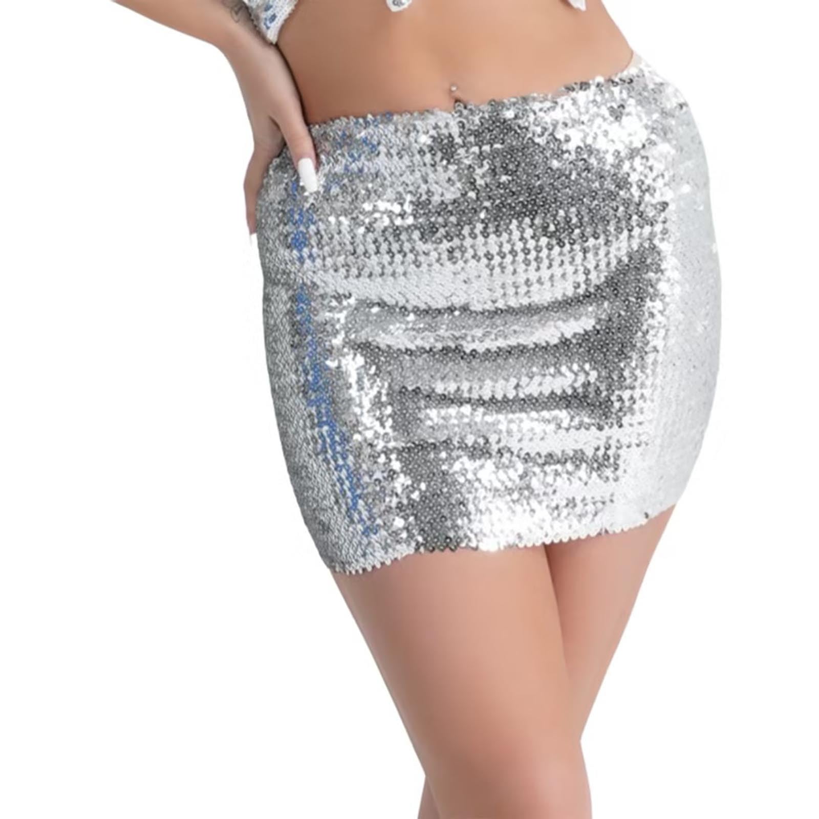 Sequin Mini Skirts Women Shiny Fringe Tutu Dress Sexy Glitter Hip Scarf ...