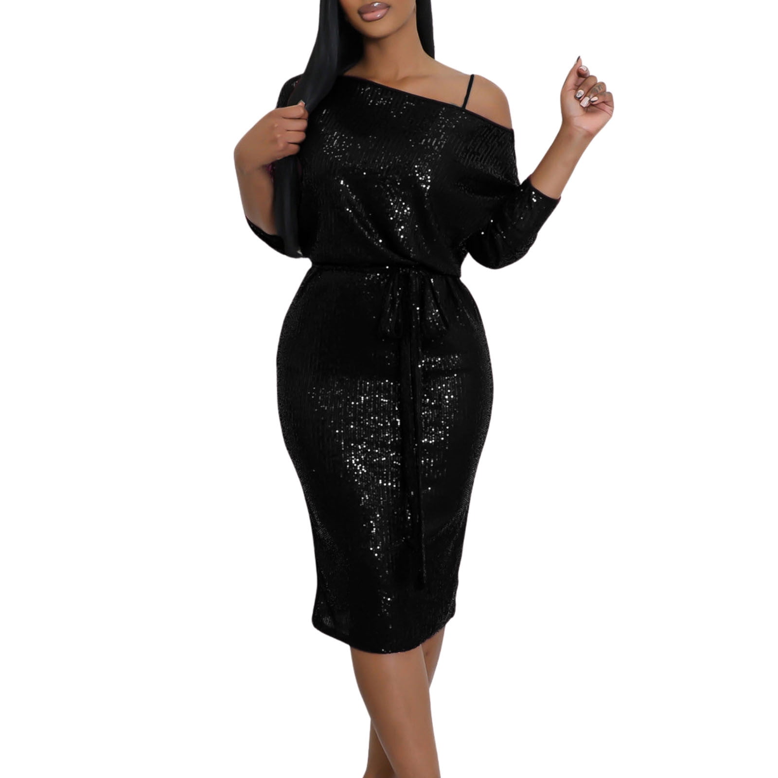 Sequin Off Shoulder Two Piece Sexy Party Dress For Women Elegant ...