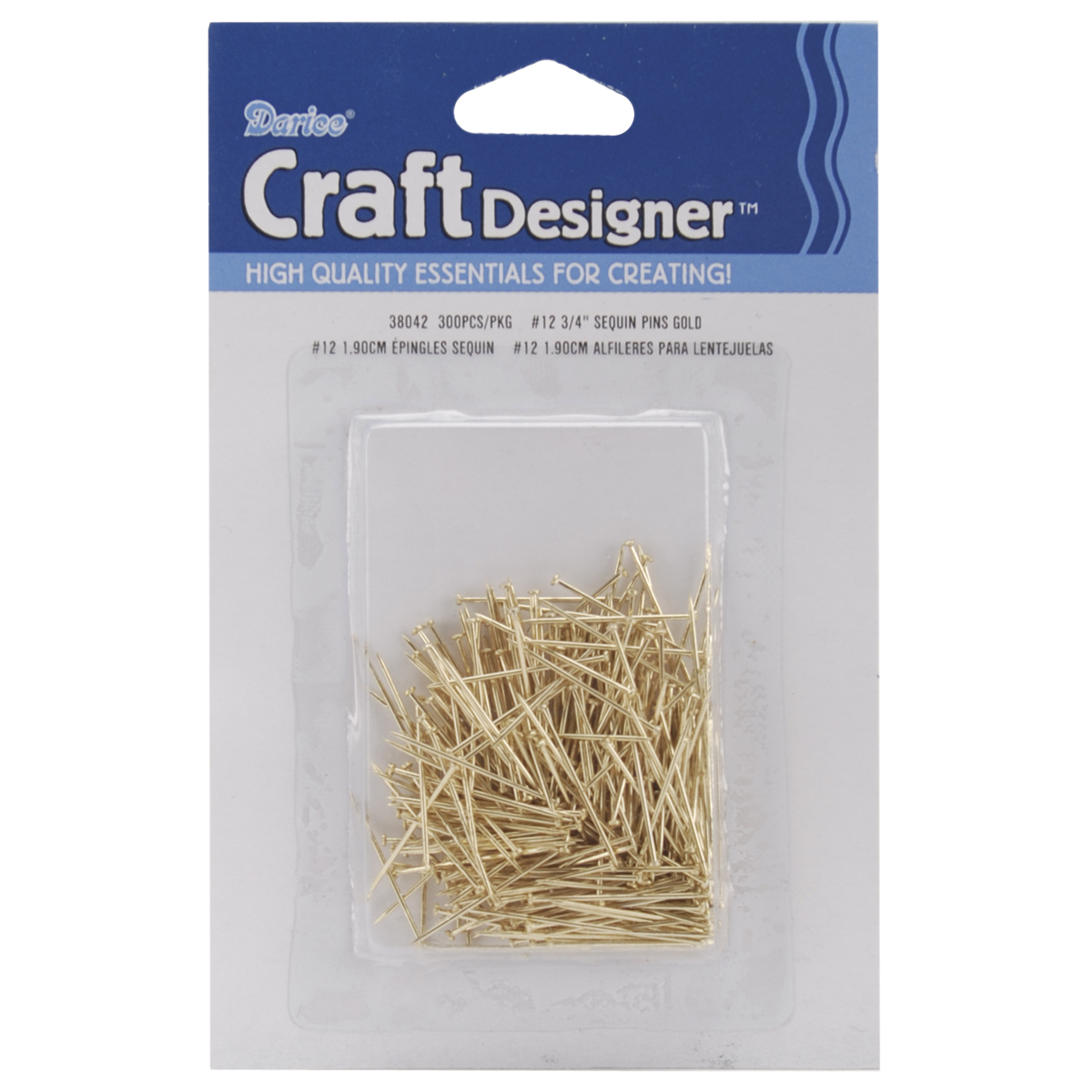 Sequin Pins 300/Pkg-#12 - .75" Gold - Walmart.com