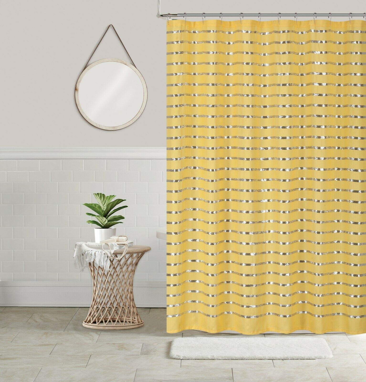 Sequin Shower Curtain Shining Stripe Holiday Bathroom Decor Coco 70x70 ...