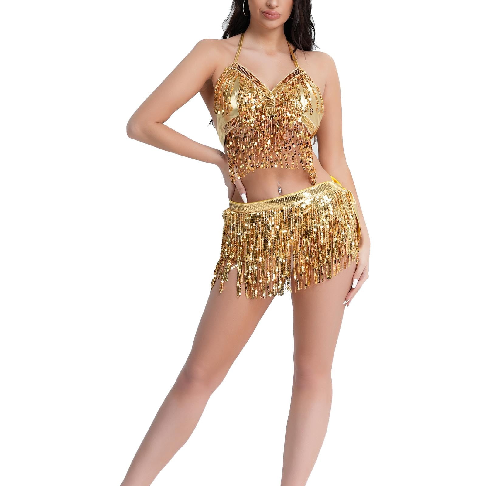 Sequin Skirt Sparkle Skirt Belly Dance Hip Scarf Mardi Gras Outfits for Women 2025 Trendy Sexy ...