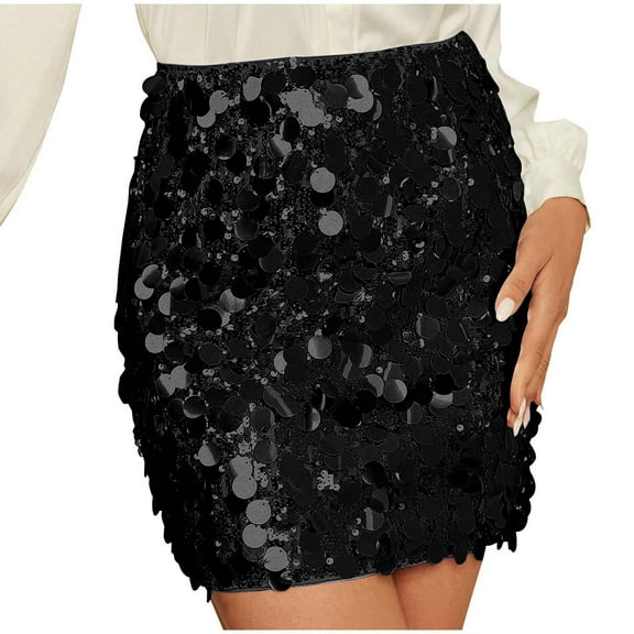 Women Sequin Skirt Sparkly Mini Skirt Low Waist Glitter Skirt Night Out ...