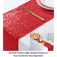 Inerposs 6 FT Blue Table Runner Sequin Glitter Sheer Mesh Fabric ...