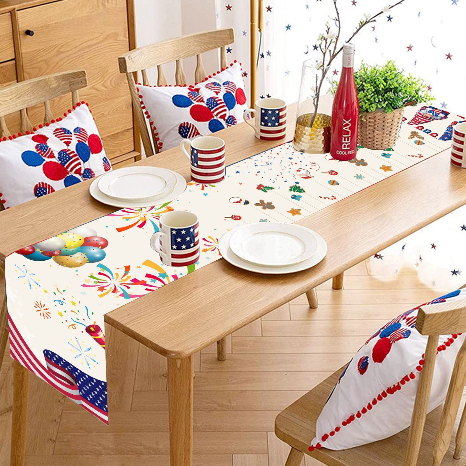 Sequin Table Runners Bunny Table Independence Day Linen Table Flag ...