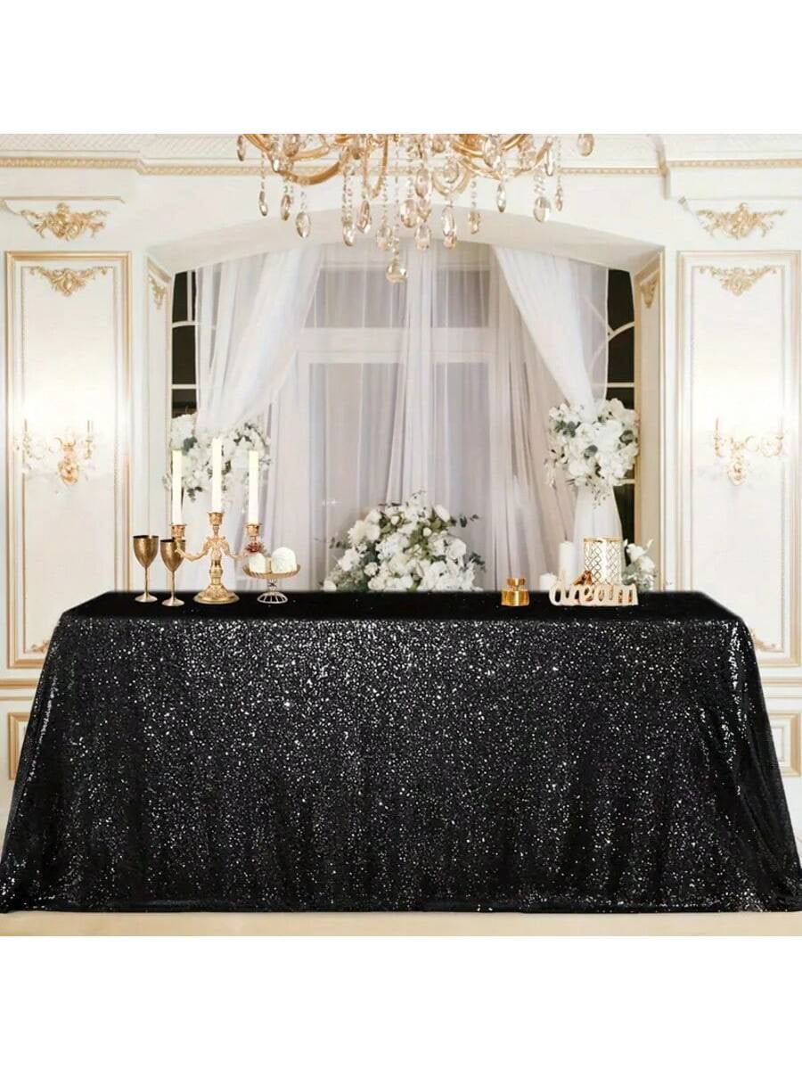 Sequin Tablecloth 60x102 Inch, Rectangular Round Glitter Table Cover ...