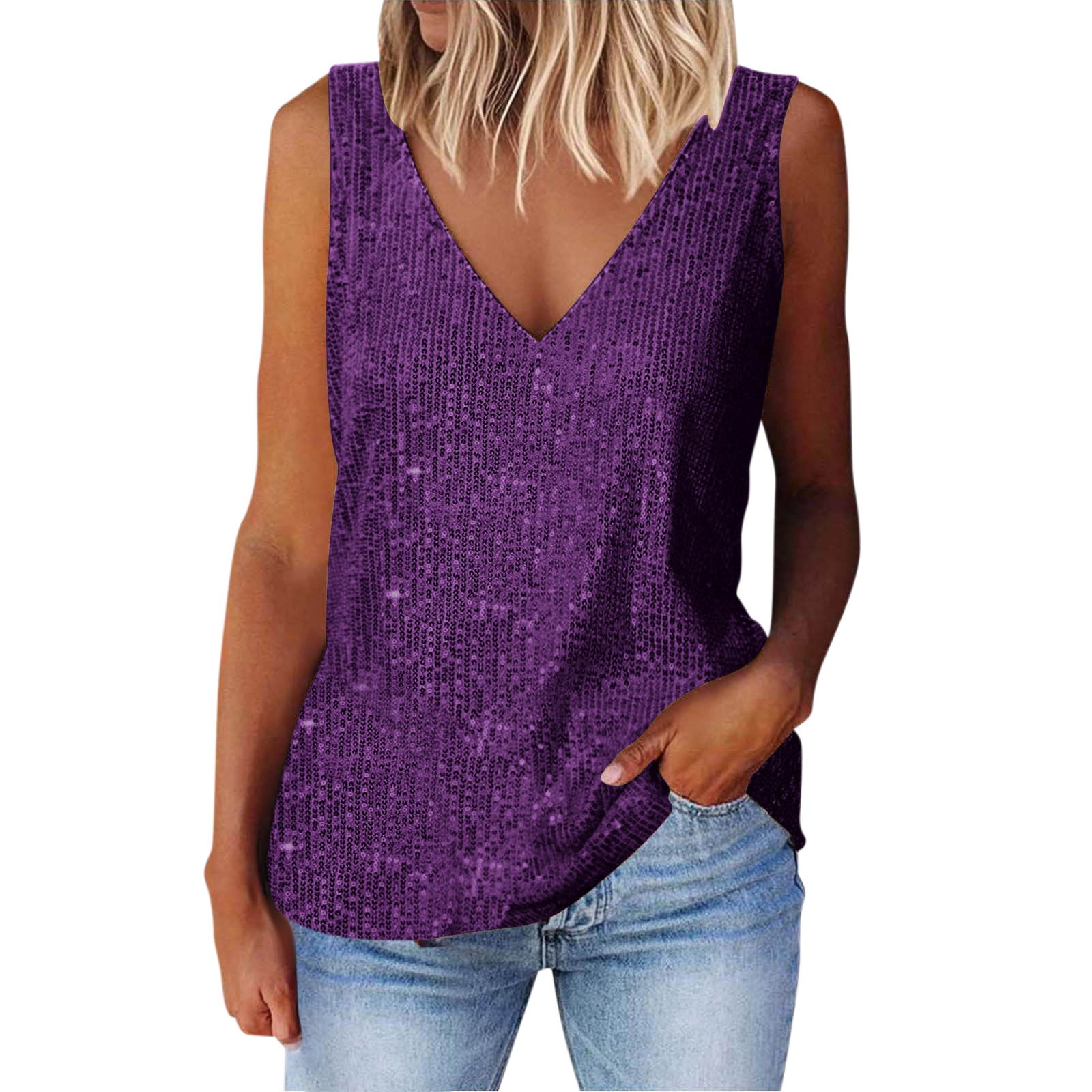 Sequin Tank Tops for Women Evening Guest Womens Vest Sparkle Sparkly ...