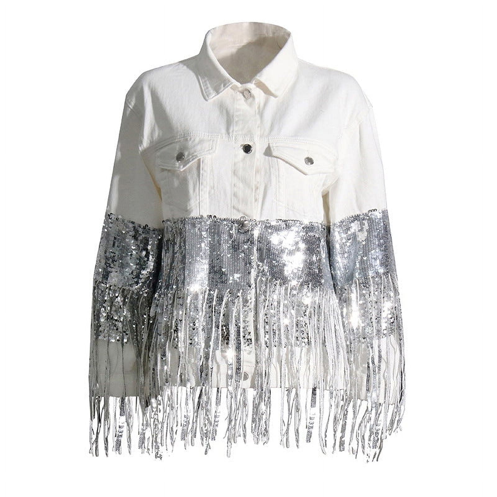 Sequin Trim Denim Jacket - Walmart.com