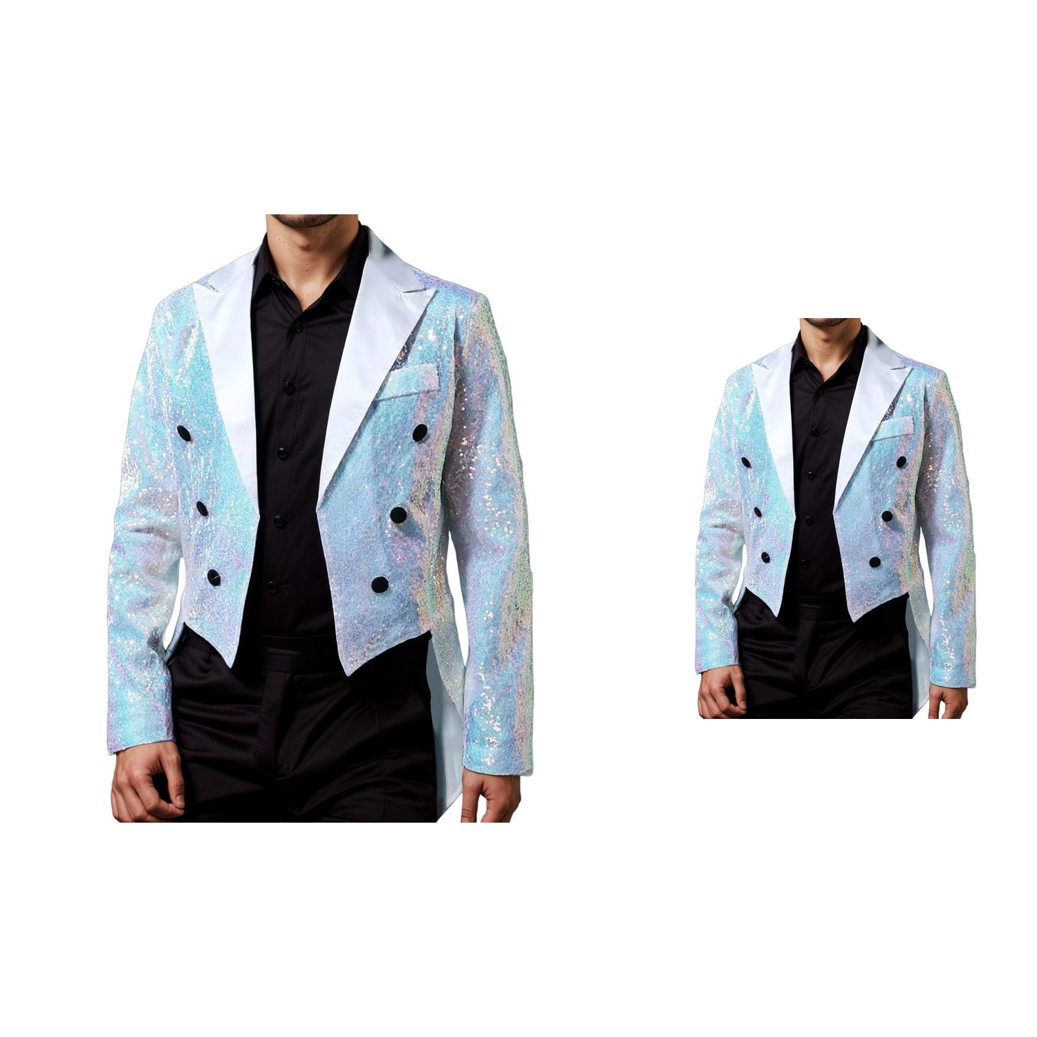 Sequin Tuxedo Tailcoat, Men's Double Breasted Formal Evening Jacket ...