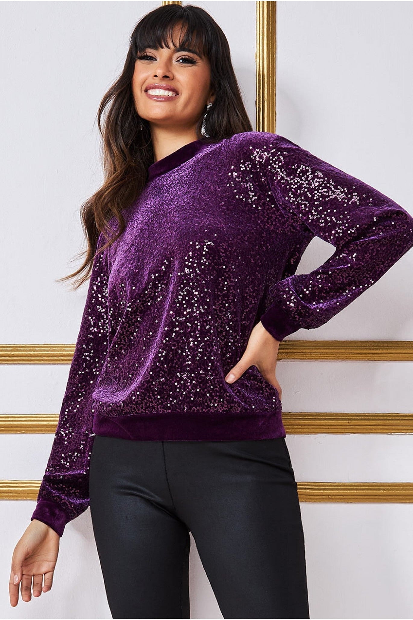 Sequin Velvet Jumper Purple / 6 - Walmart.com