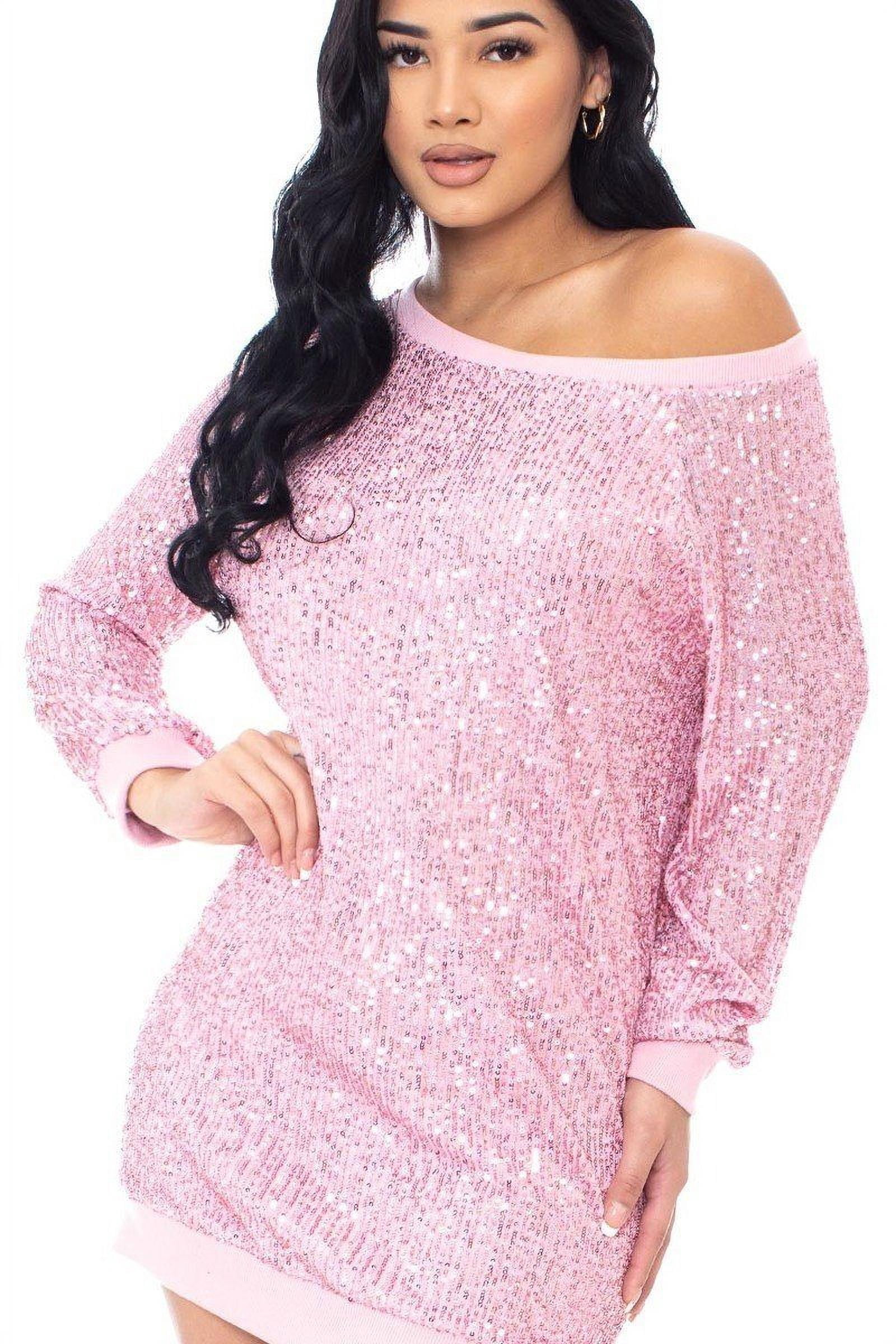 Sequin Wide Neck Boxy Mini Dress S - Walmart.com