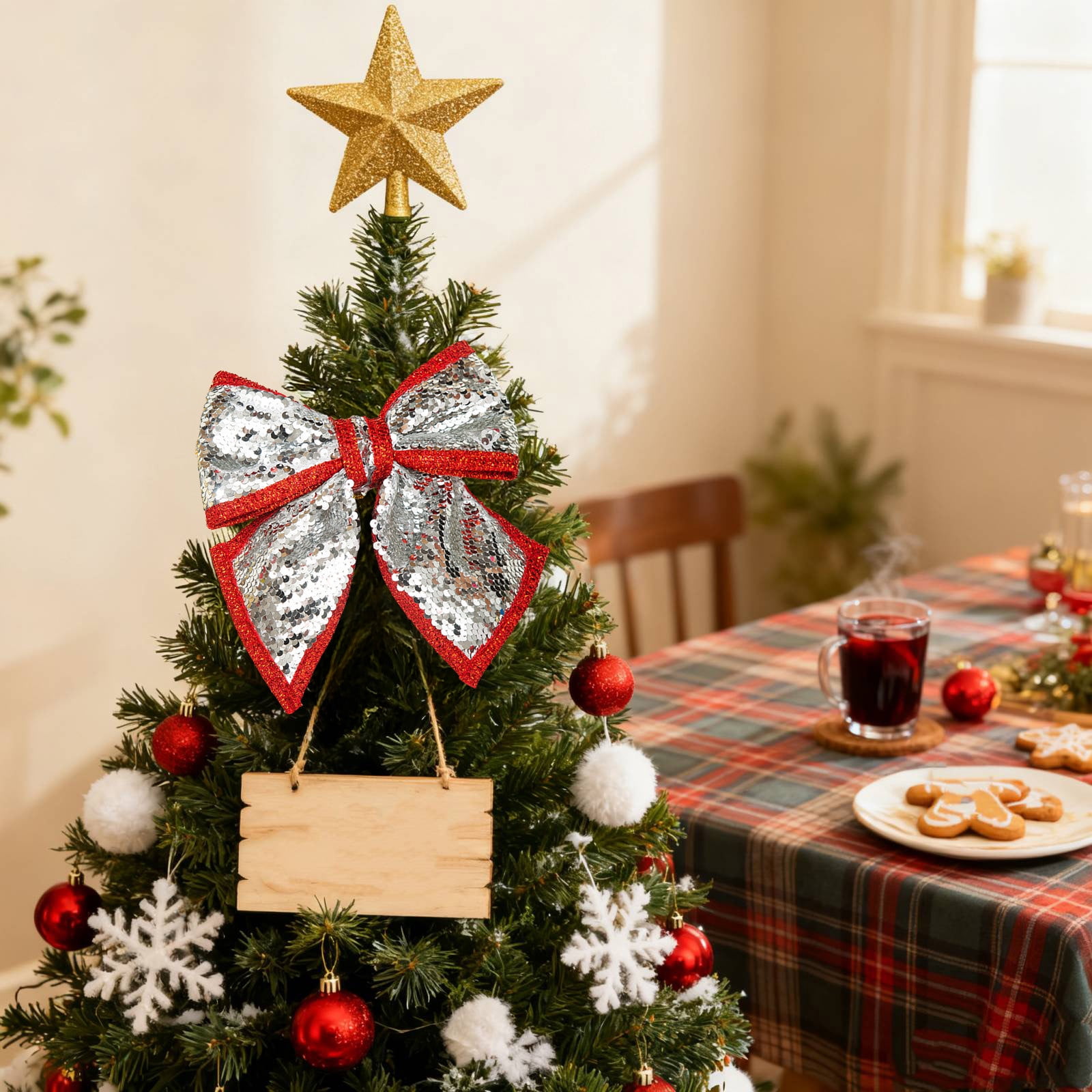 Sequined Glitter Bow Tie Christmas Tree Ornament Wreath Decoration Gift ...