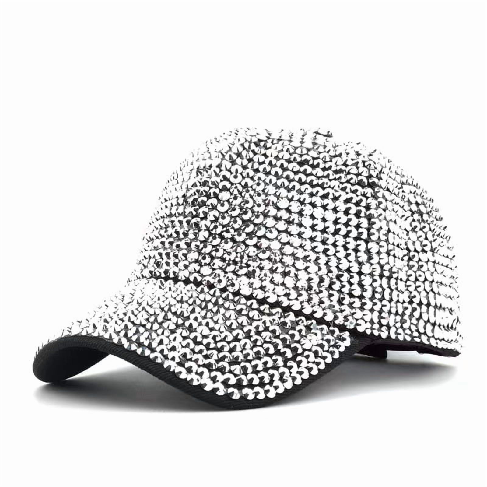 Sequined Rhinestone Pearl Baseball Cap for Women Snapback Hip Hop Hat ...