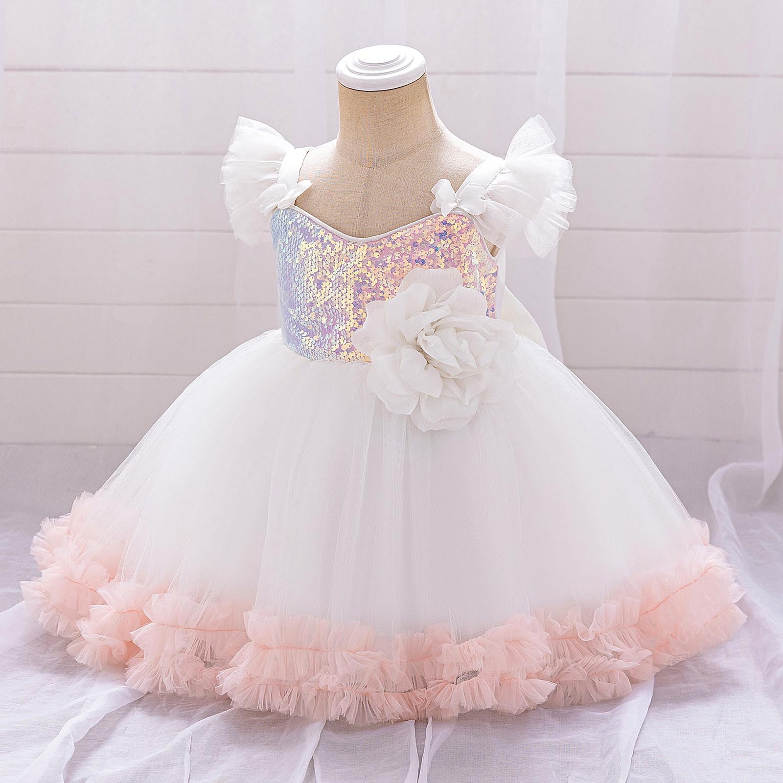 Sequins Prom Dresses for Girls Tulle-Tutu 6M-3Y Toddlers Kids Cute Cap ...