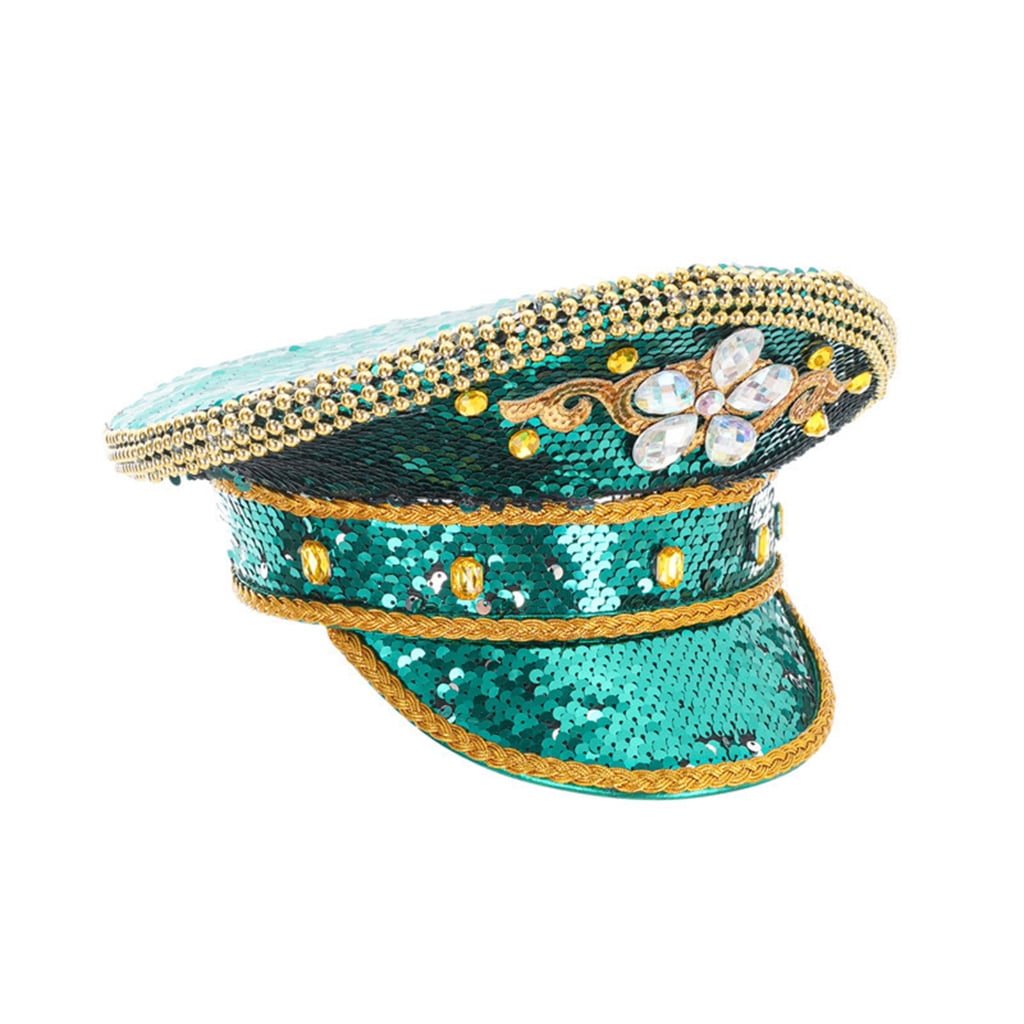 Sequins Sergeant Hat with Rhinestone Bridal Shower Hat Bachelorette ...