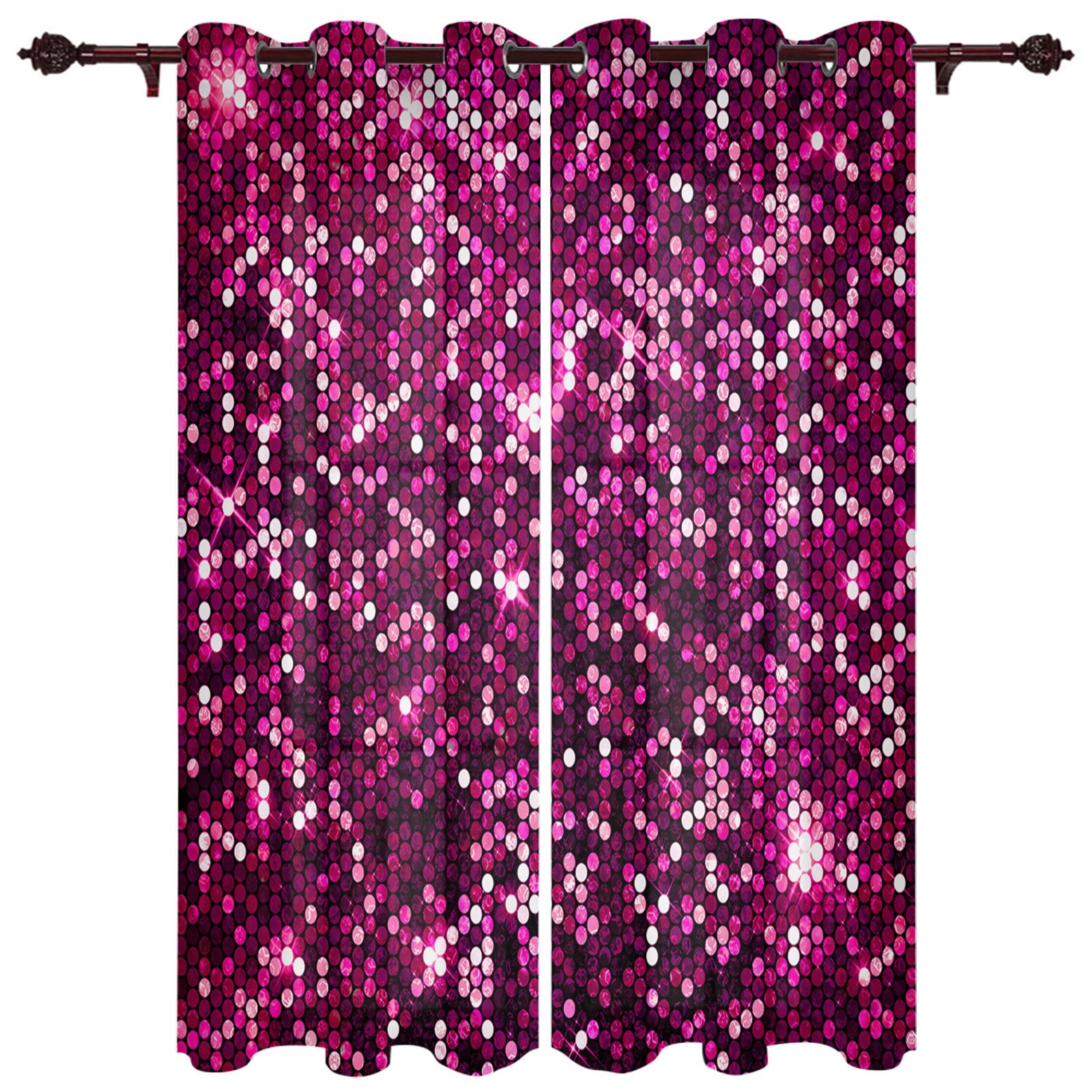 Sequins Shiny Celebrate Fabric Solid Color Curtain Finished Window ...