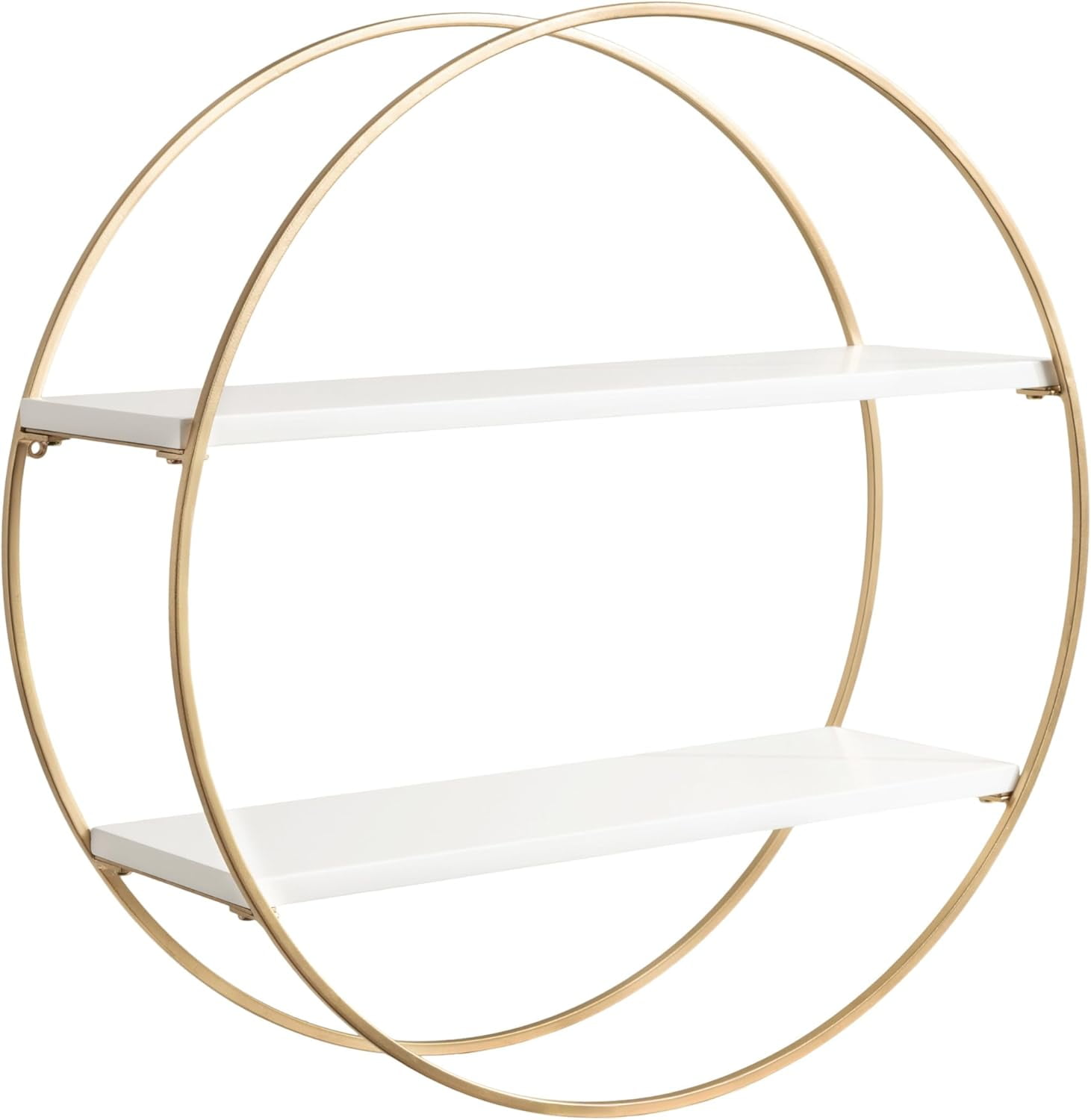 Sequoia Modern Round Wall Shelf, 24 Inch Diameter, White and Gold ...