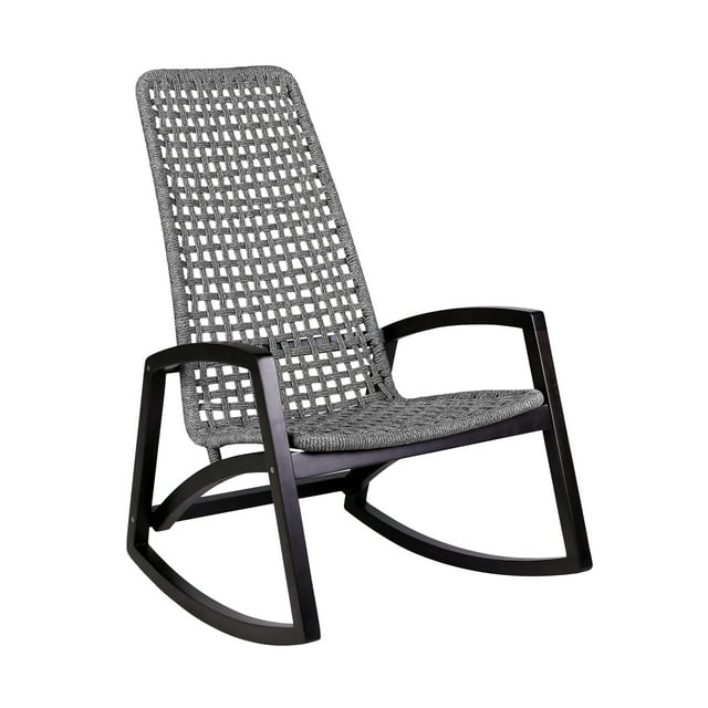 Sequoia Rocking Chair for Patio in Eucalyptus Wood & Gray Rope ...