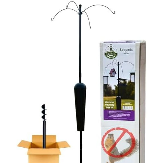 Sequoia Squirrel Proof Pole System with 4 Hanging Stations for Bird ...