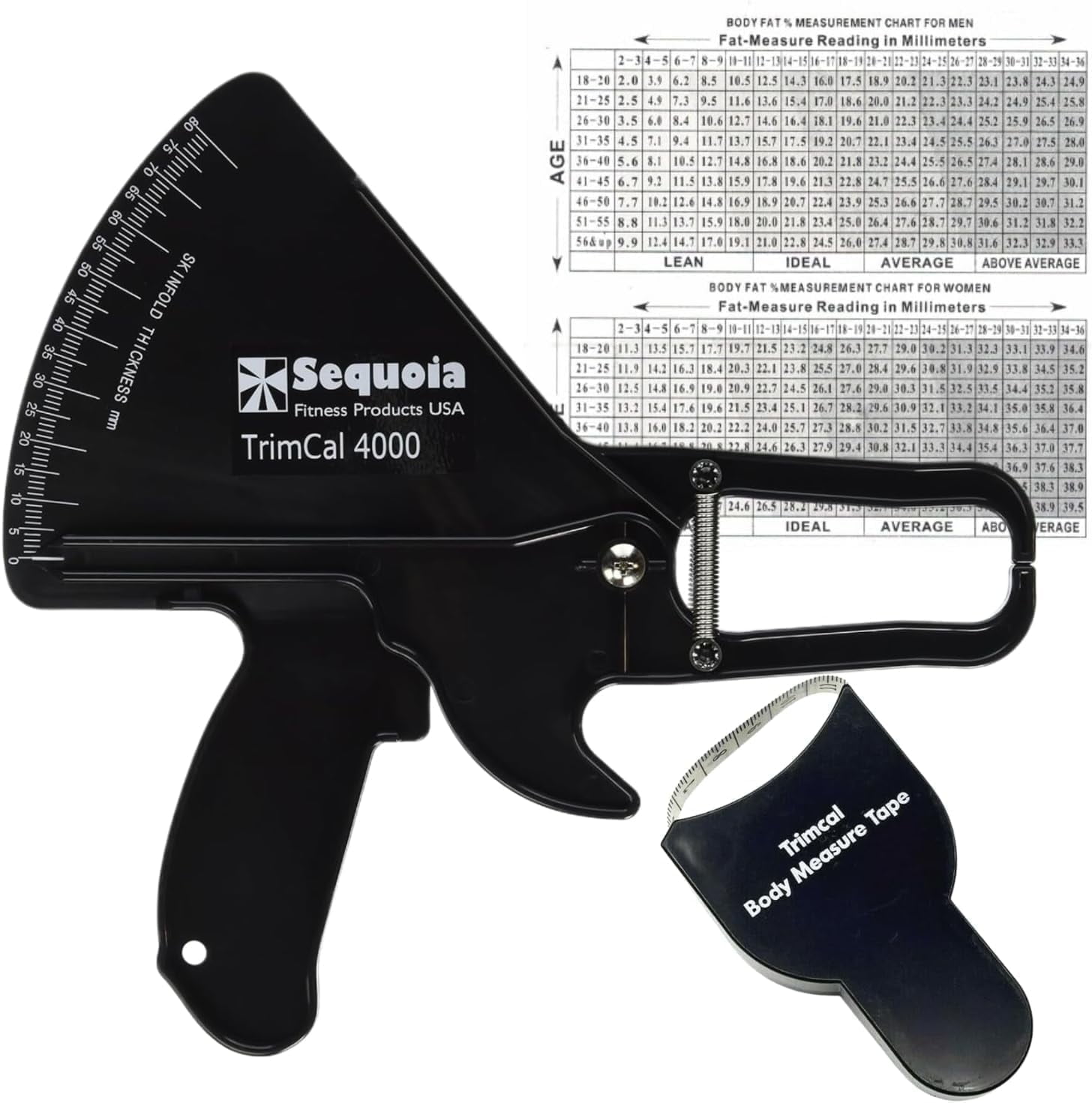 Sequoia Trimcal 4000 Body Fat Caliper with Tape Measure - Precision ...