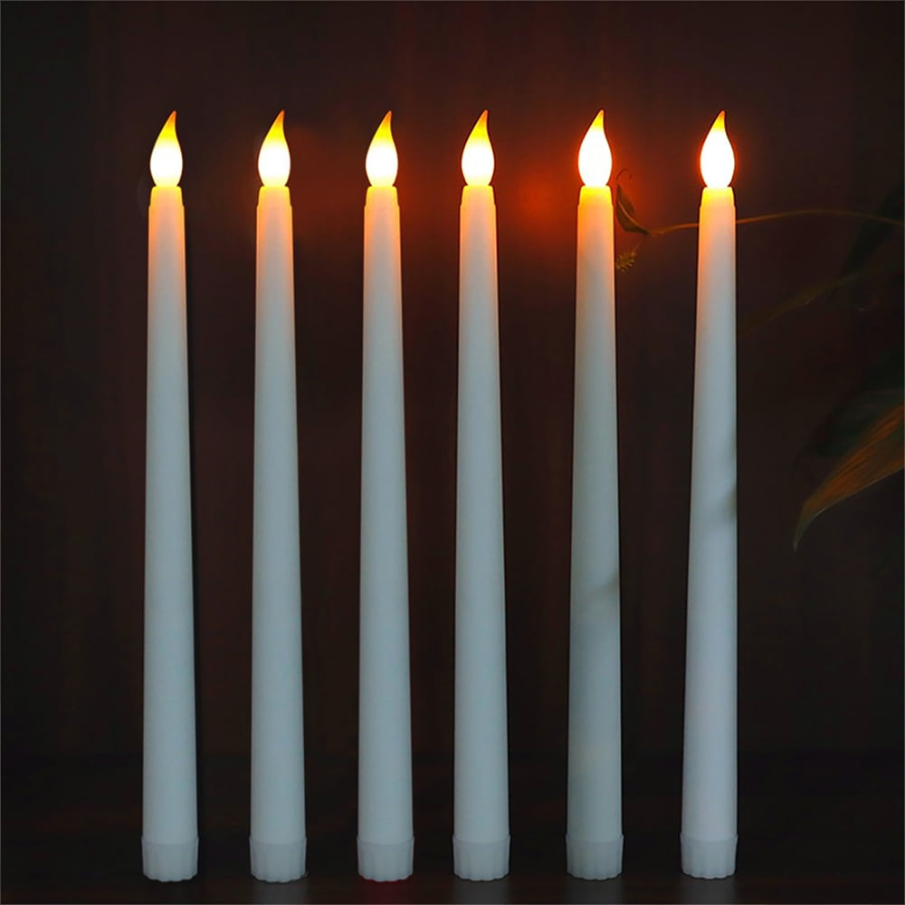 Sequpr 6 Pcs Led Flameless Taper Candles Flickering Battery Powered