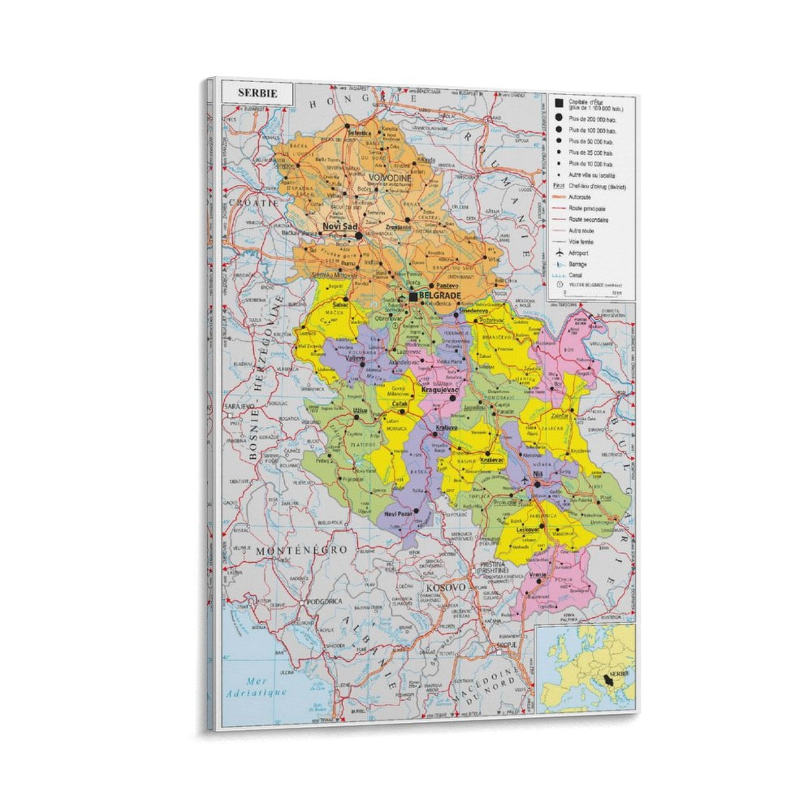 Ser-bia Map Posters Artworks Picture Print Poster Wall Art Painting ...