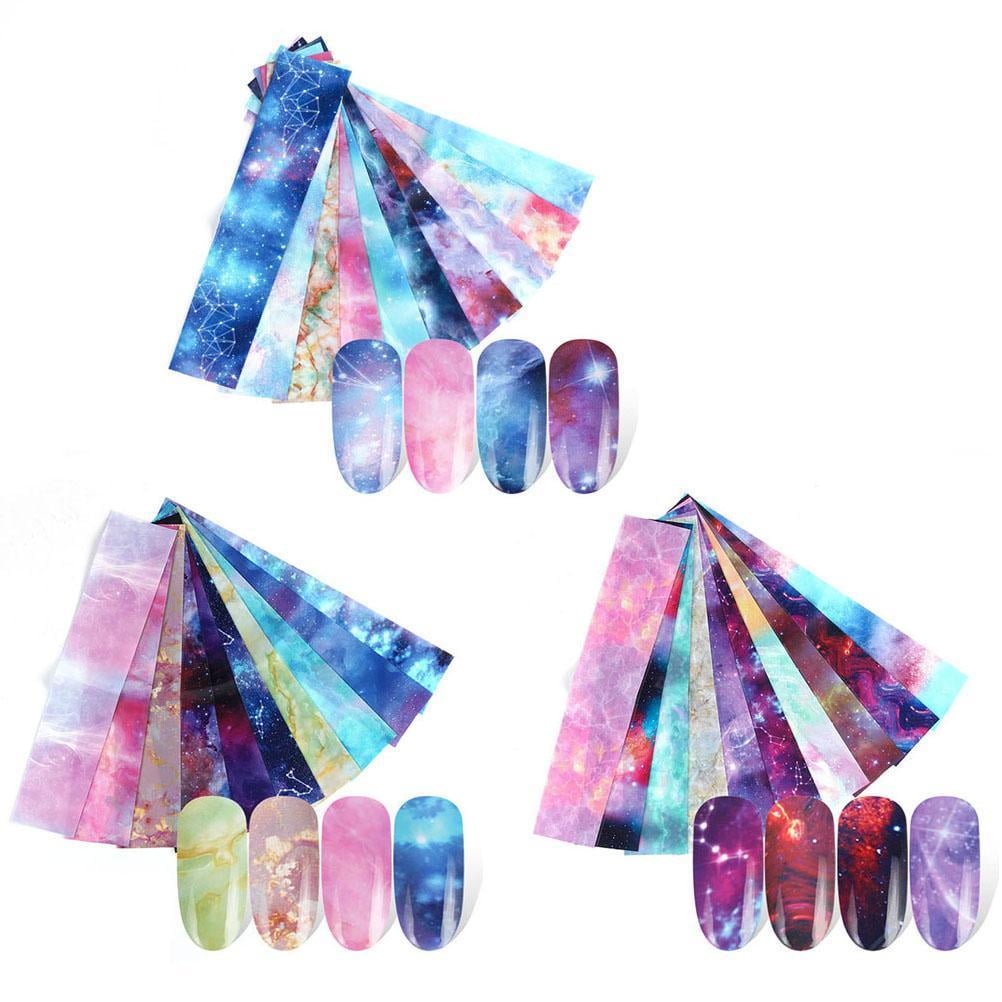 SerOnyiar 30 Sheets Starry Sky Nail Art Foil Transfer Stickers Set Nail ...