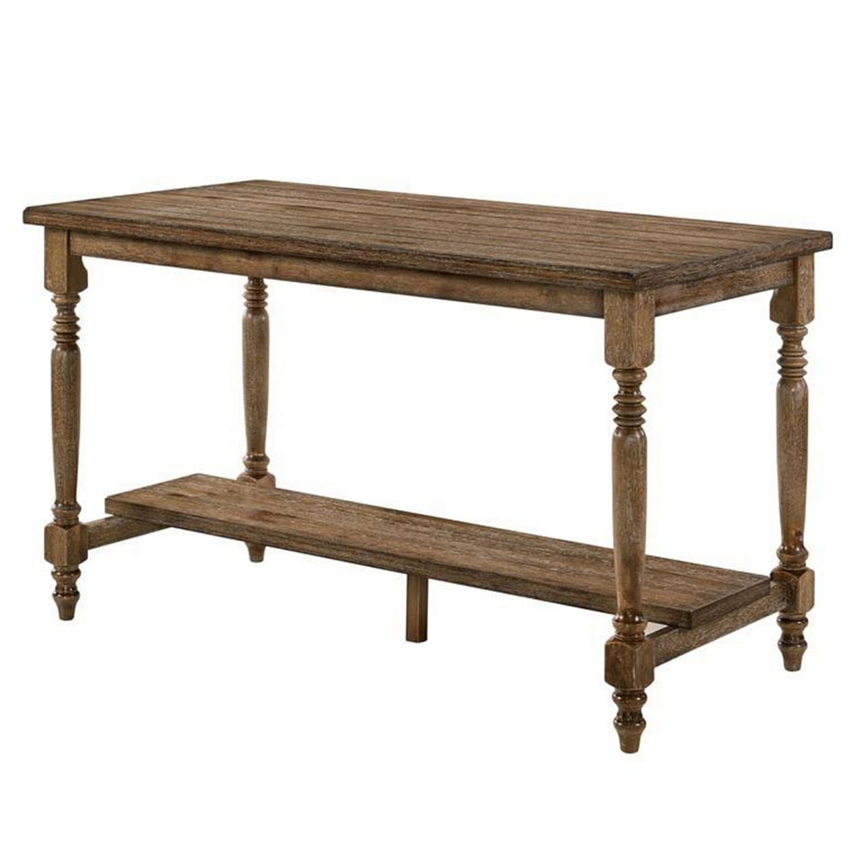 Saltoro Sherpi Sera 59 Inch Rustic Brown Wood Dining Counter Height ...