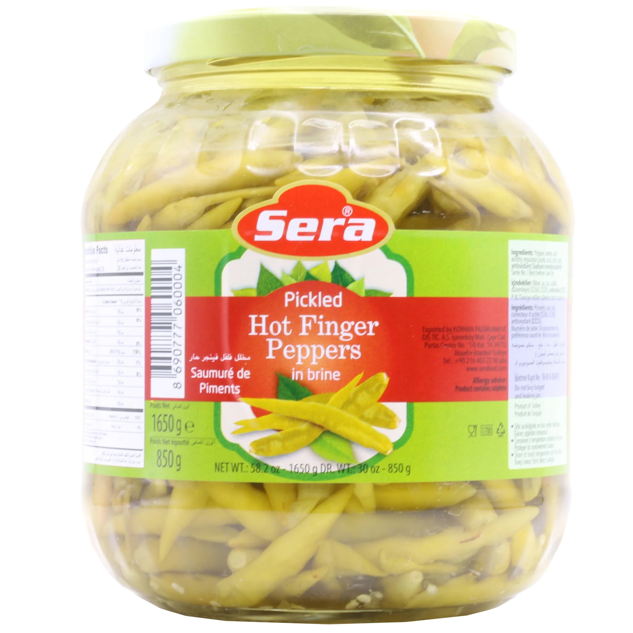 Sera Pickled Hot Finger Peppers 1650 Gr (850 Gr Drained) - Walmart.com