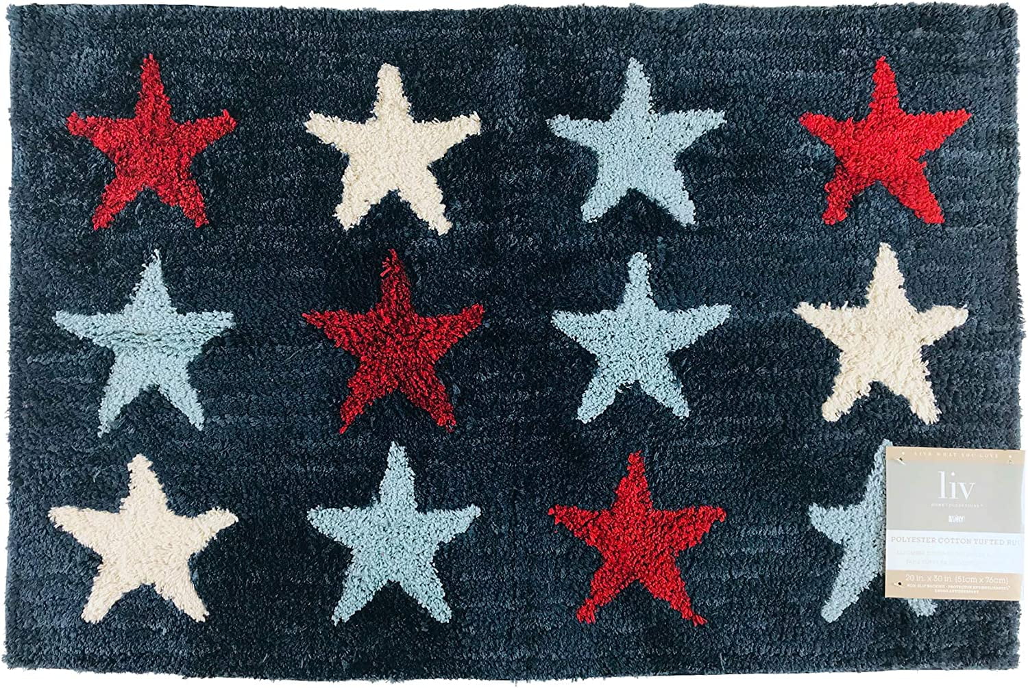 Serafina Home American Pride Tufted Rug, Red White Blue Small Throw Rug ... Serafina Home American Pride Tufted Rug, Red White Blue Small Throw Rug ...