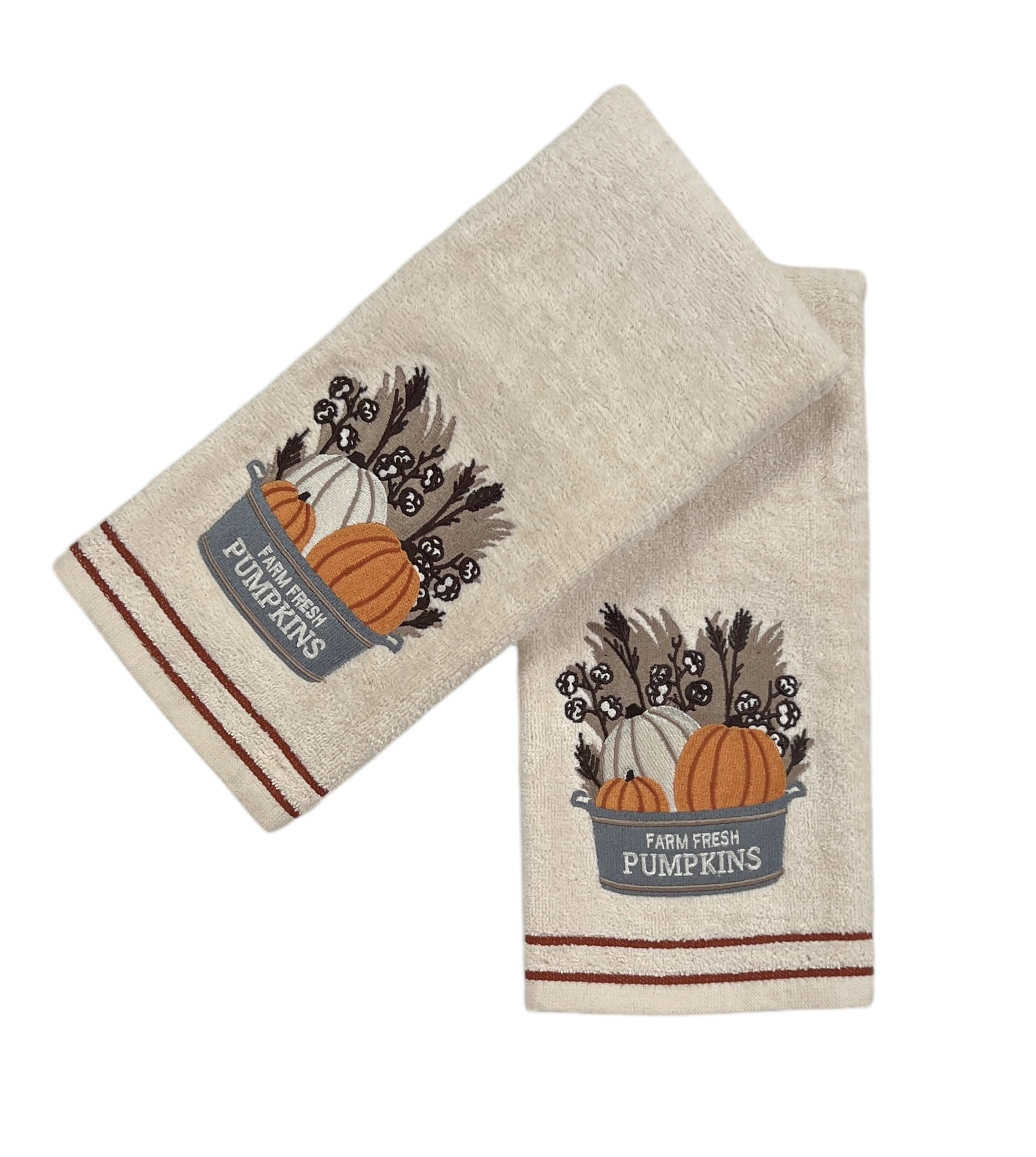 Serafina Home Autumn Fall Bath Hand Towels, Ivory Cream Off White, 100% ...