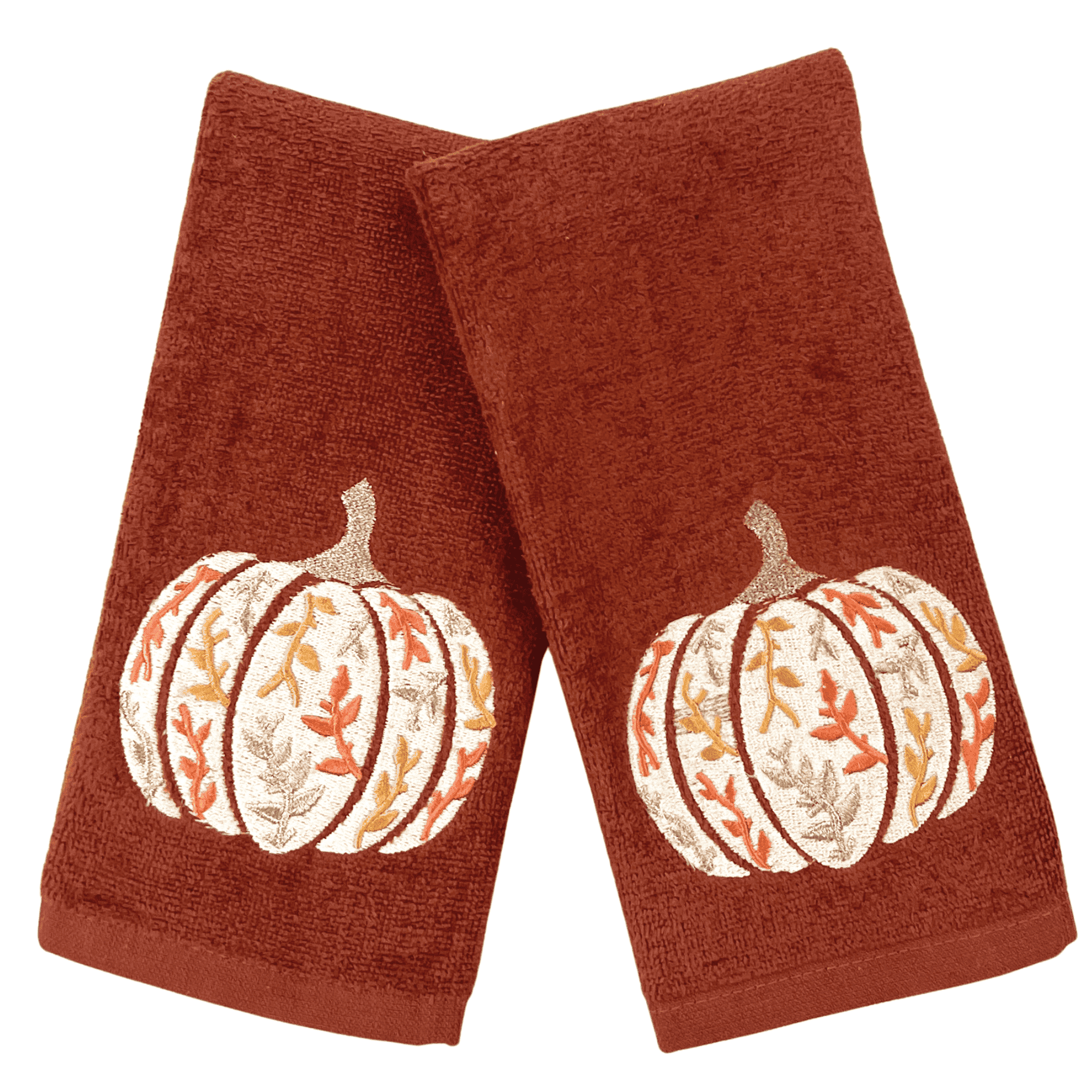 Serafina Home Autumn Fall Rust Bath Ornate Pumpkin Fingertip Towels ...