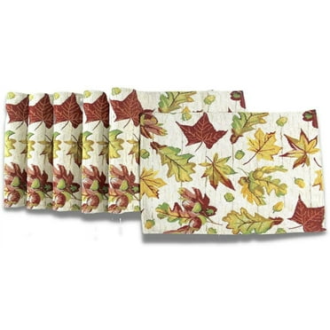 OVZME Embroidered Harvest Maple Leaf Placemats Set of 4 , Thanksgiving ...