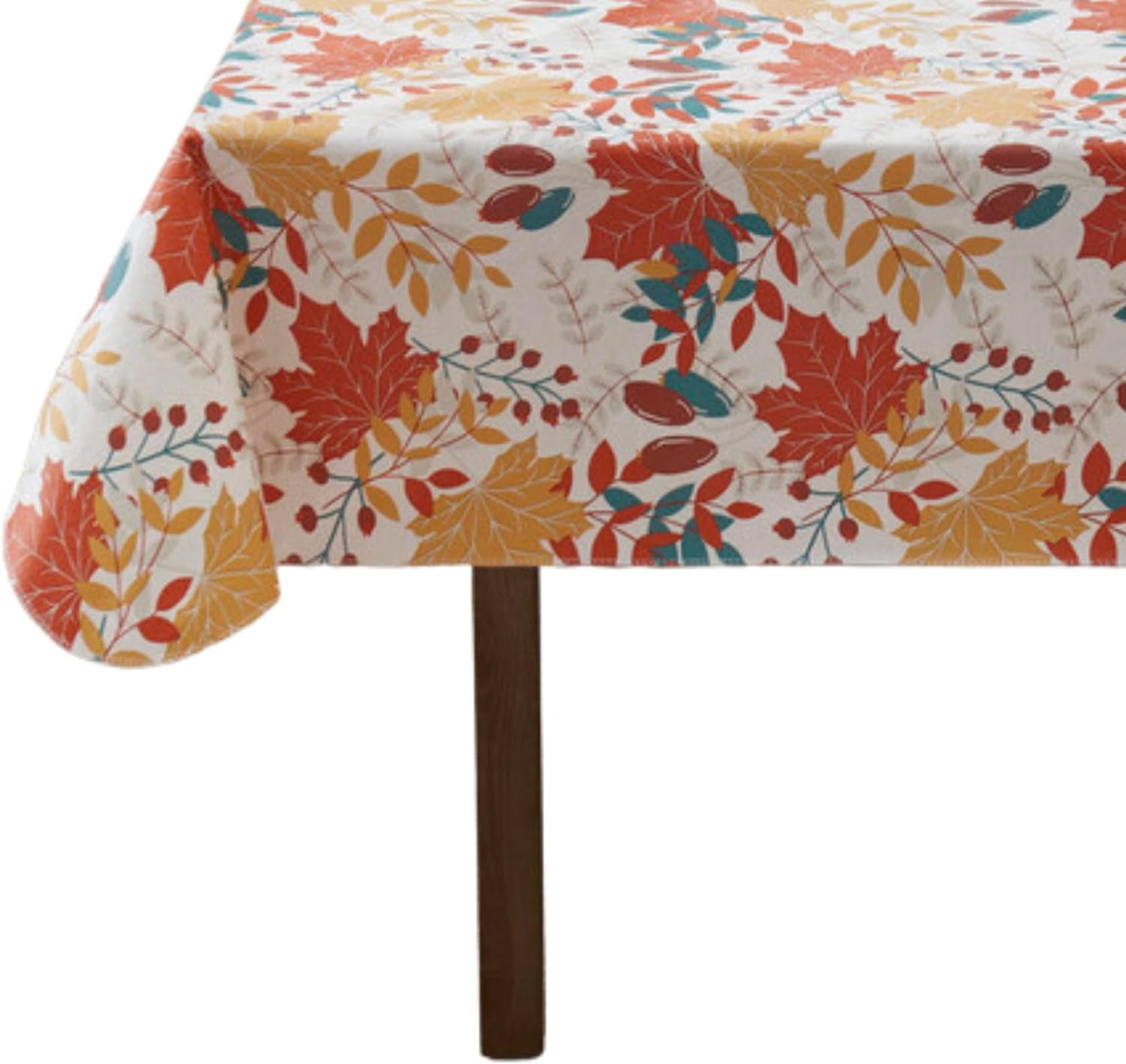 Serafina Home Autumn Thanksgiving Vinyl Tablecloth, Flannel Backed, 60 ...
