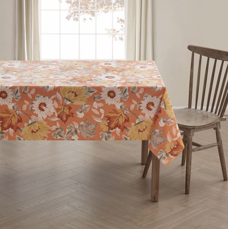 Serafina Home Autumn Thanksgiving Sunflower Fall Vinyl Flannel Backed ...