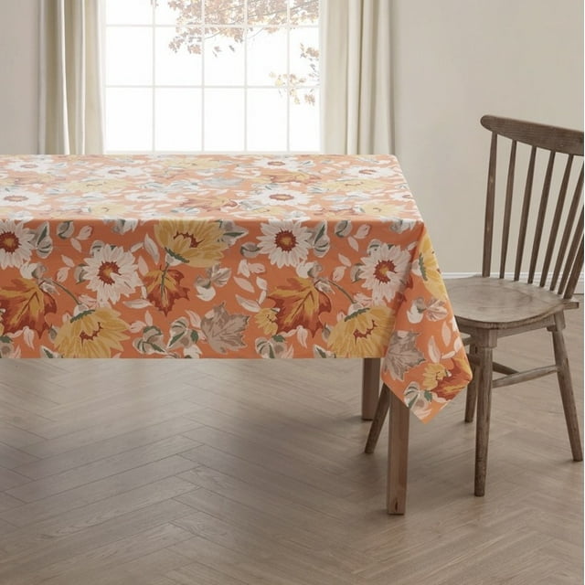 Serafina Home Autumn Thanksgiving Sunflower Fall Vinyl Flannel Backed ...