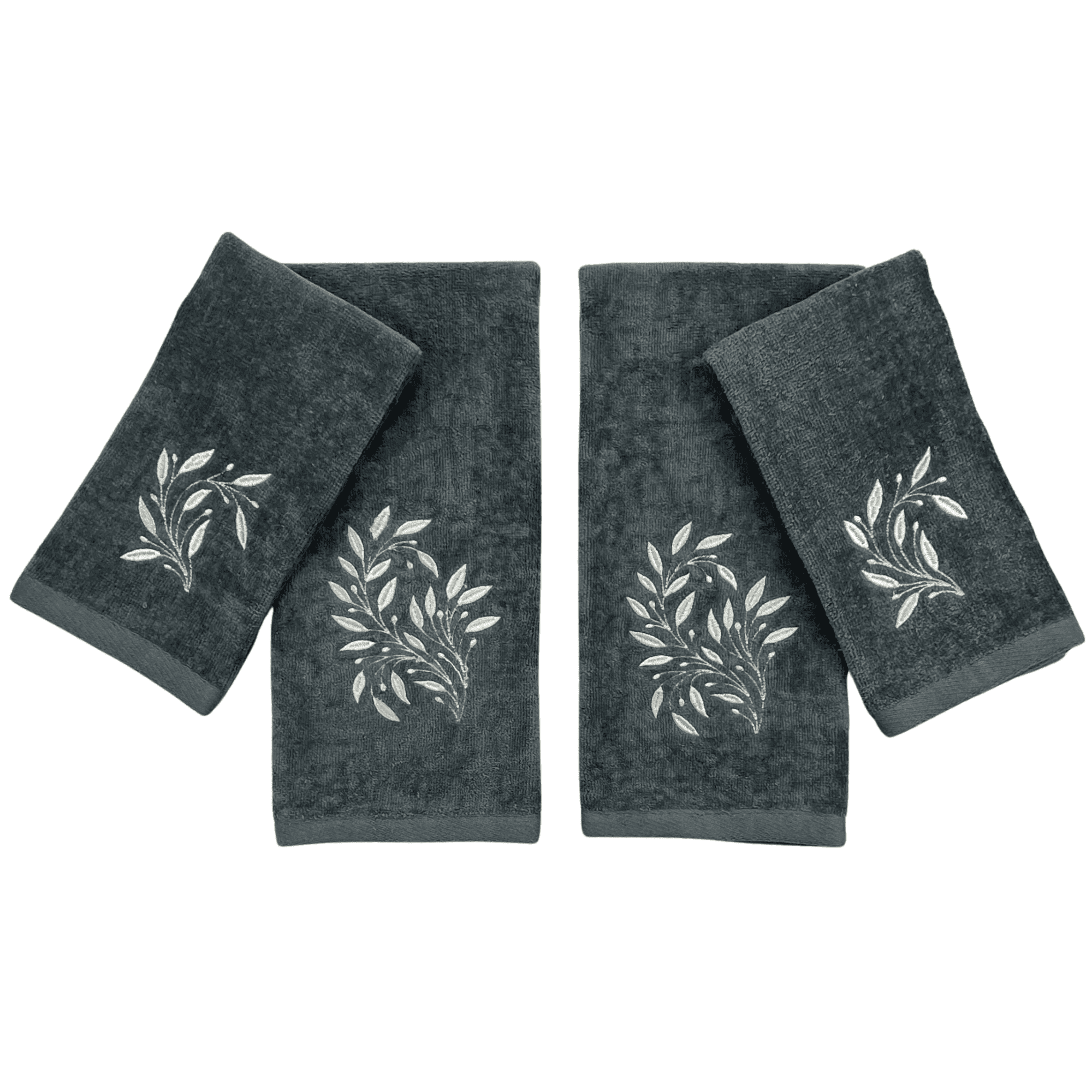 Serafina Home Bathroom Guest Hand Fingertip Embroidered Towels 4 Pc Set ...