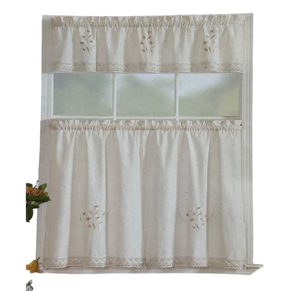Serafina Home Beige Floral Kitchen Tier Set Includes Two Floral Tiers ...