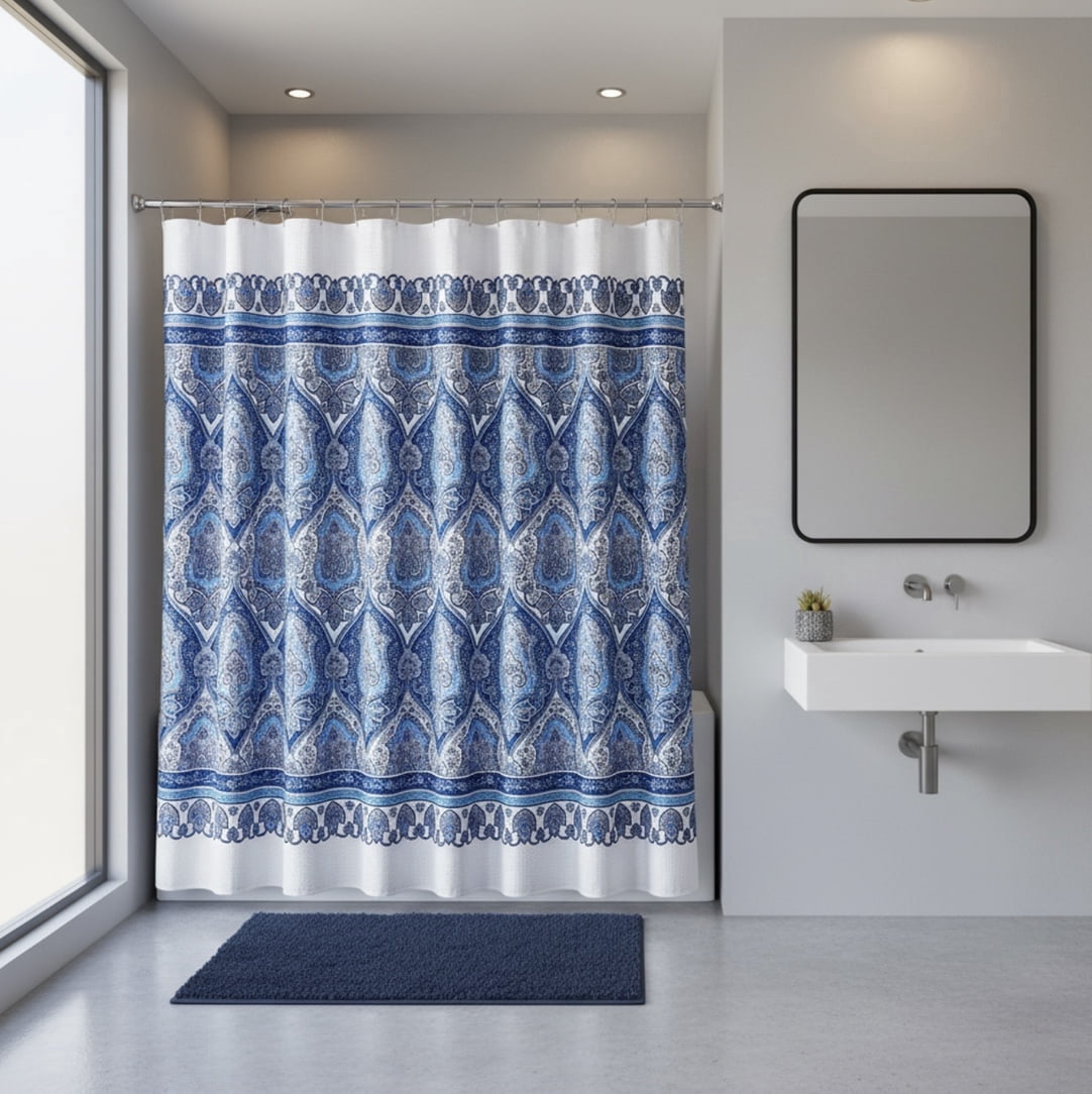 Serafina Home Bohemian Style Fabric Shower Curtain for Bathroom ...