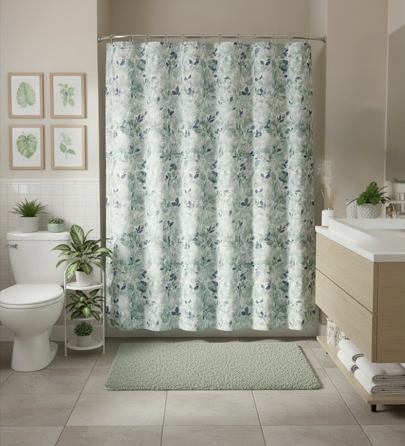 Serafina Home Hotel Fabric Bathroom Shower Curtain 72 x 70 inches ...