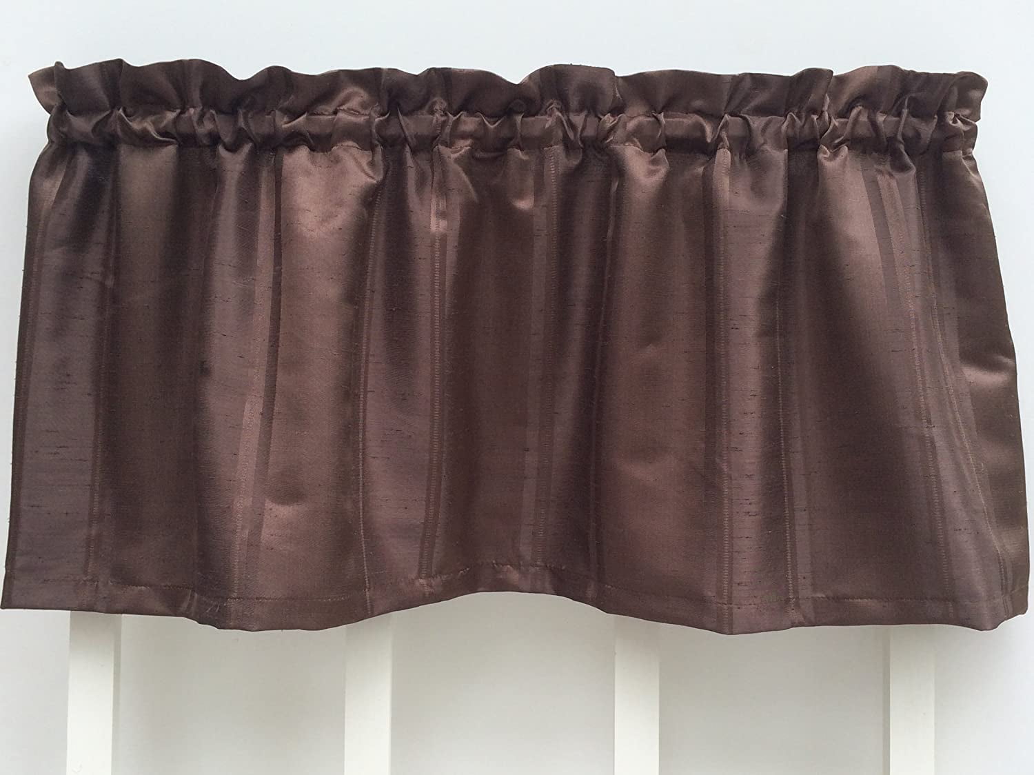 Serafina Home Brown Striped Jacquard Window Valance: Faux Raw Silk ...