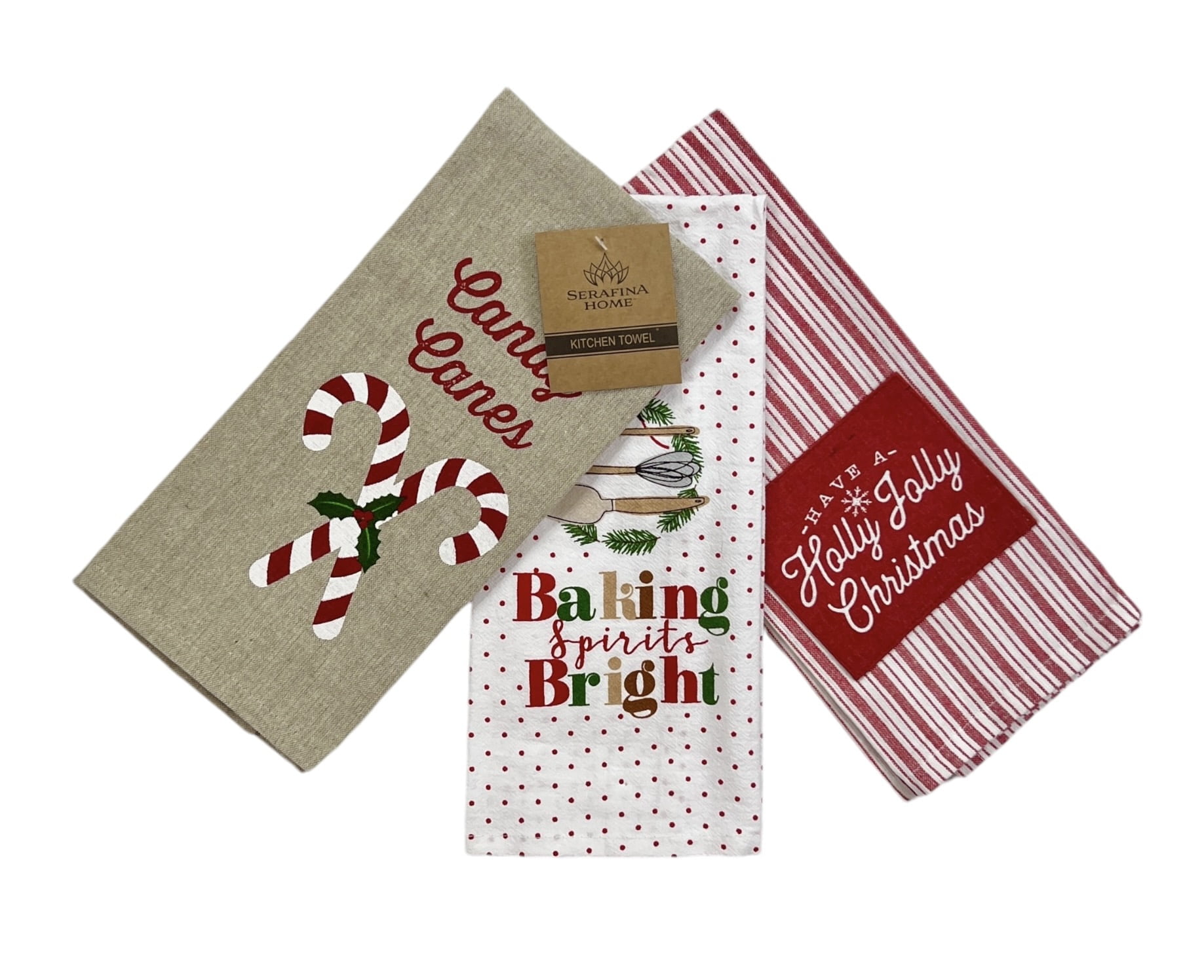 Serafina Home Christmas And Holiday Candy Canes And Holly Jolly Kitchen ...