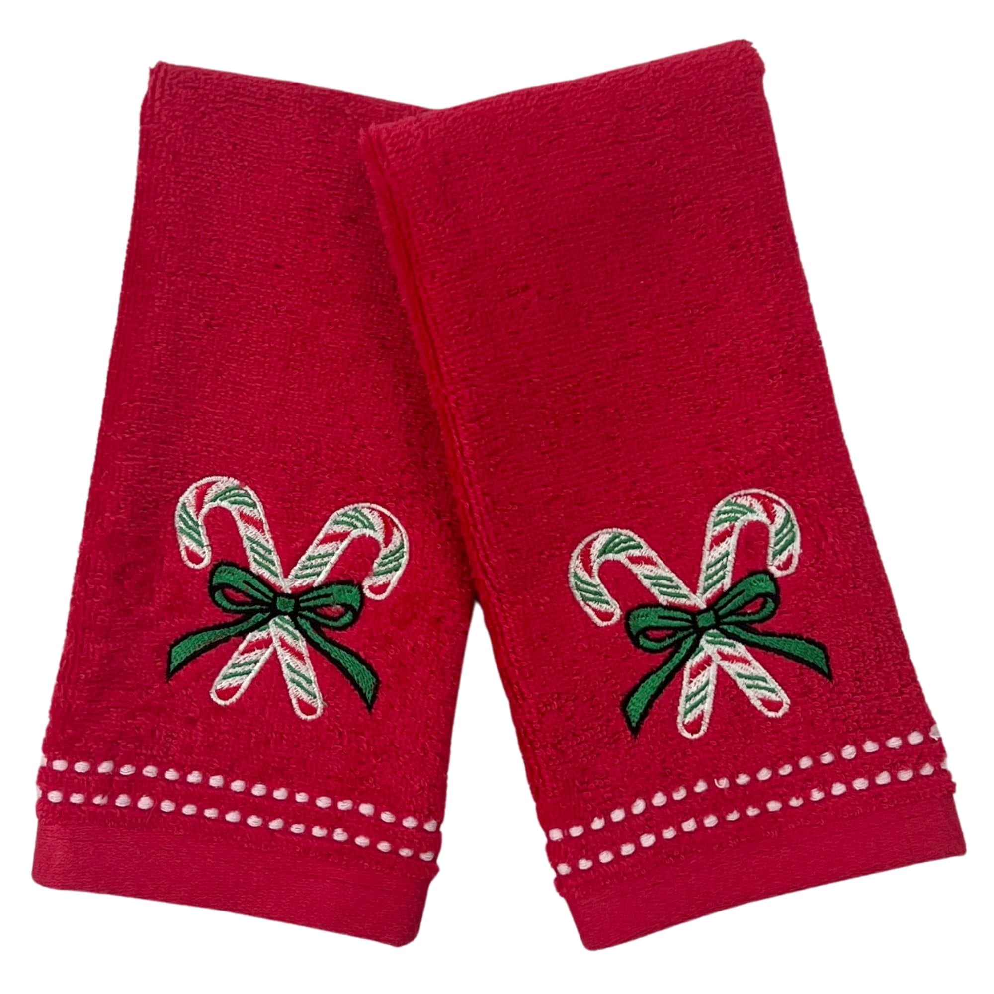 Serafina Home Christmas Bathroom Fingertip Towels – Set of 2 Red 100% ...