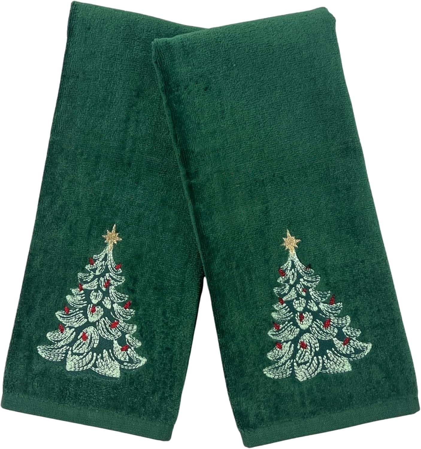 Serafina Home Christmas Bathroom Hand Towels – Set of 2 Green 100% ...