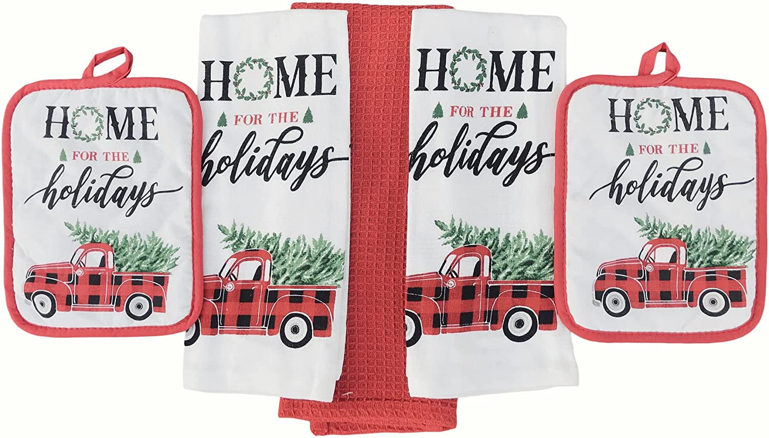 Serafina Home Christmas Holiday Kitchen Towels Pot Holders Set: Country ...