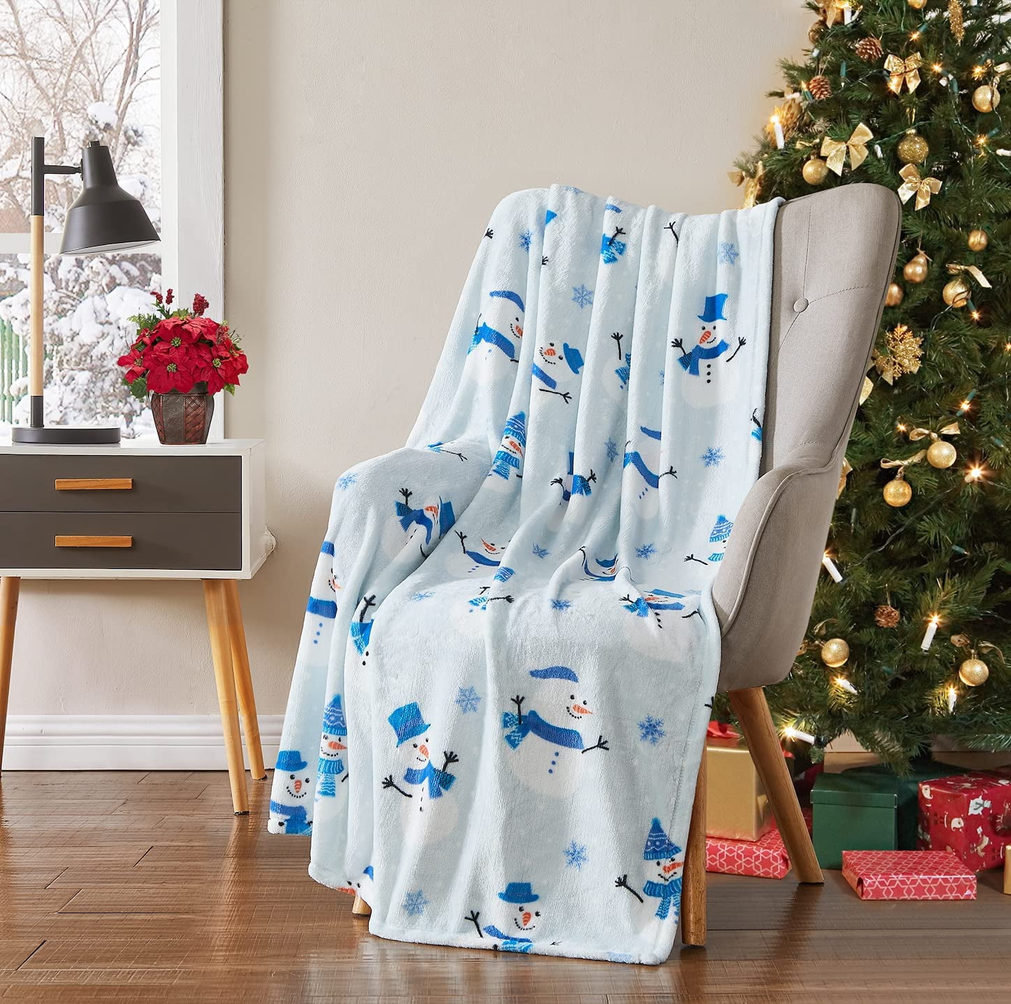 Serafina Home Christmas Holiday Throw Blanket: Soft Cute Winter Snowman ...